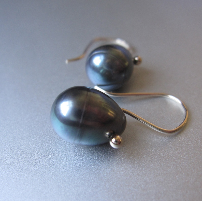 Large Gray Freshwater Pearls Solid 14k Gold Drop Earrings - Etsy