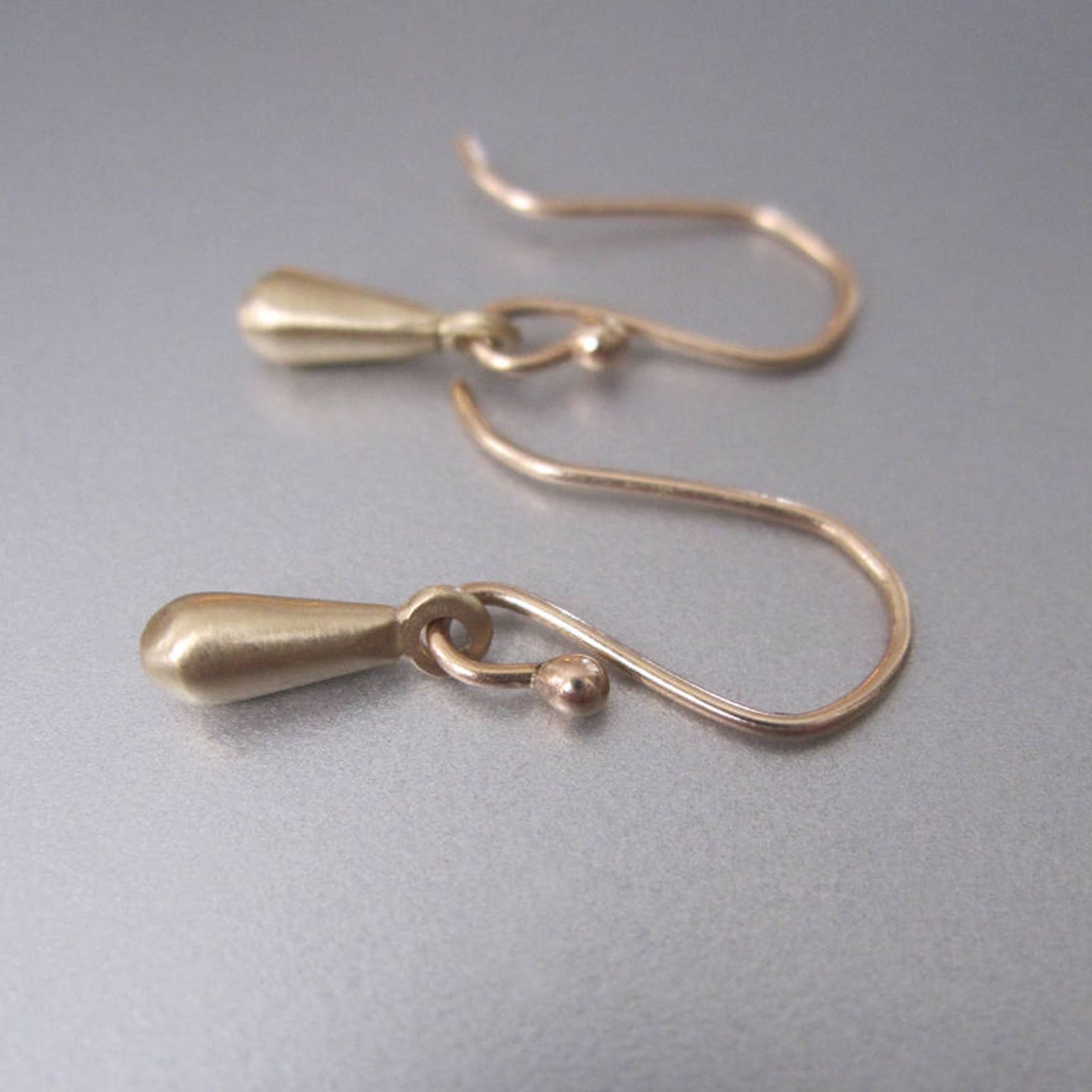 Solid Gold Drop Earrings 14k Gold Elongated Drop Earrings - Etsy