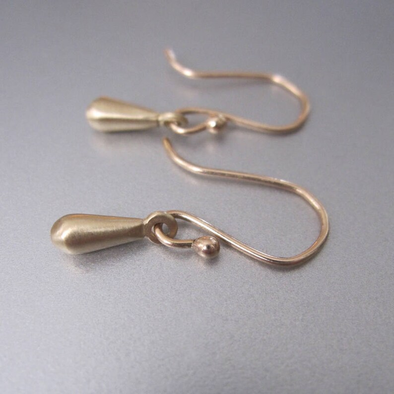 Solid Gold Drop Earrings 14k Gold Elongated Drop Earrings - Etsy