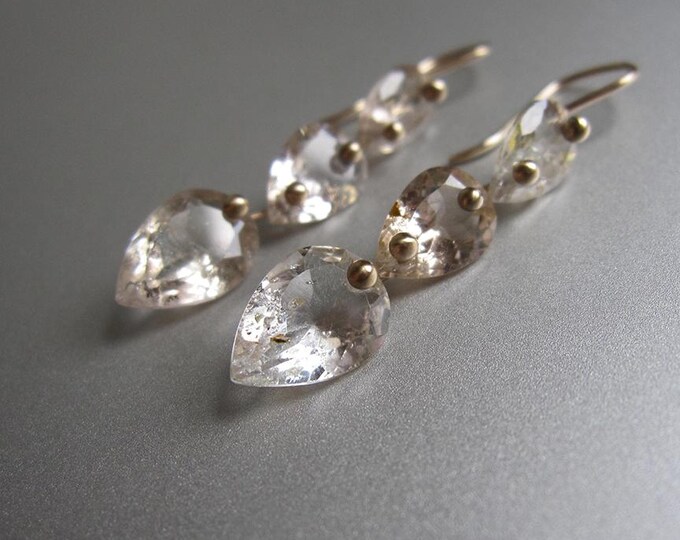 Topaz, Triple Drops, Solid 14k Gold Drop Earrings - Etsy