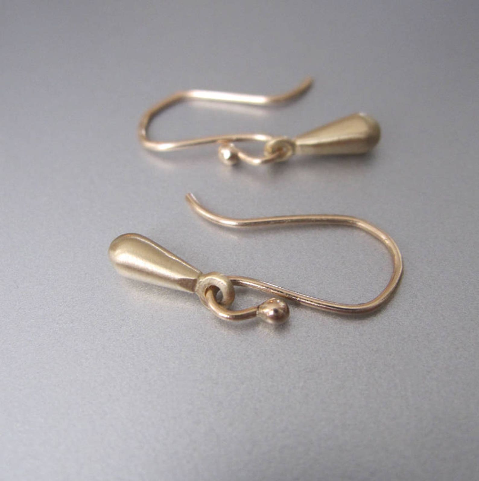 Solid Gold Drop Earrings 14k Gold Elongated Drop Earrings - Etsy