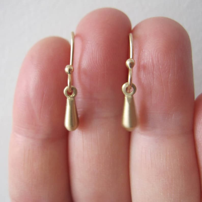 Solid Gold Drop Earrings 14k Gold Elongated Drop Earrings - Etsy