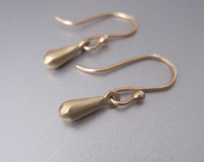 Solid Gold Drop Earrings 14k Gold Elongated Drop Earrings - Etsy