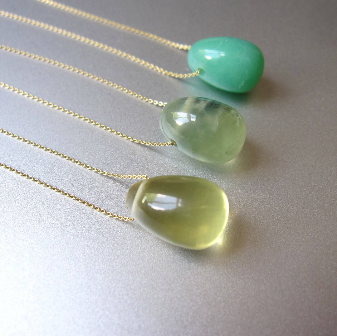 Solitaire Stone Jelly Bean Choose Your Stone Choose Your Chain Solid ...
