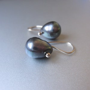 Large Gray Freshwater Pearls Solid 14k Gold Drop Earrings - Etsy