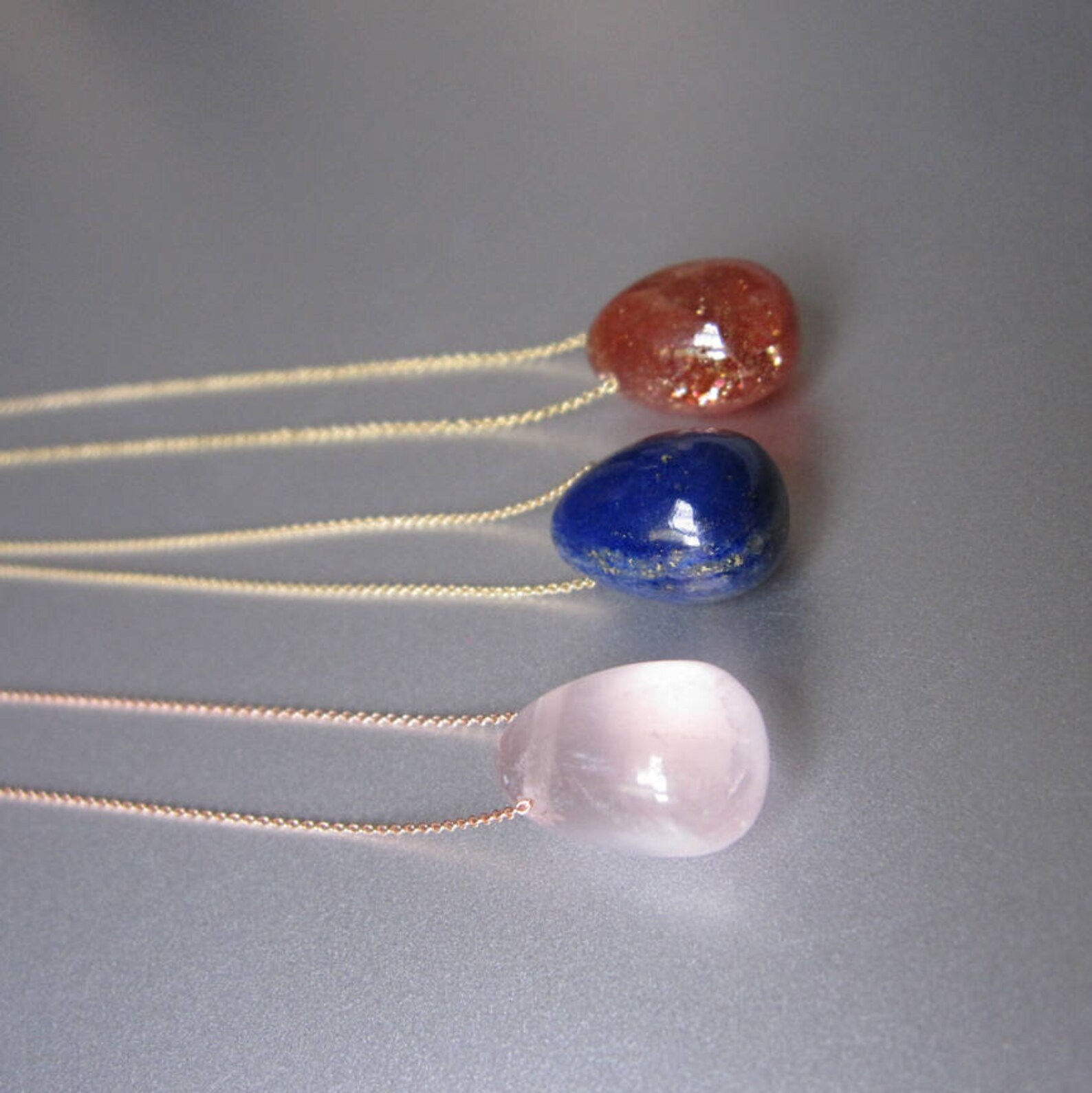 Solitaire Stone Jelly Bean Choose Your Stone Choose Your Chain | Etsy