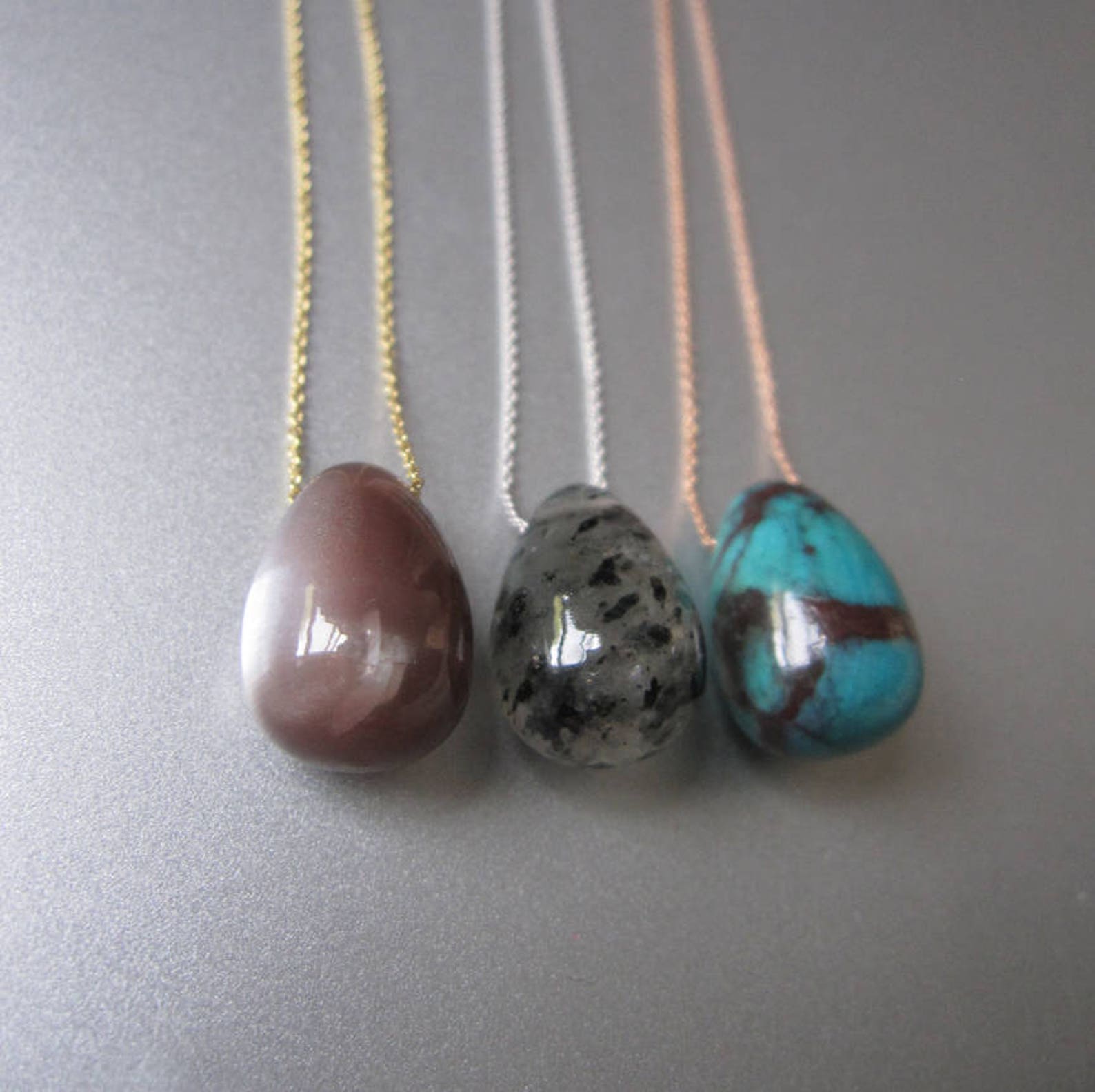 Solitaire Stone Jelly Bean Choose Your Stone Choose Your Chain | Etsy