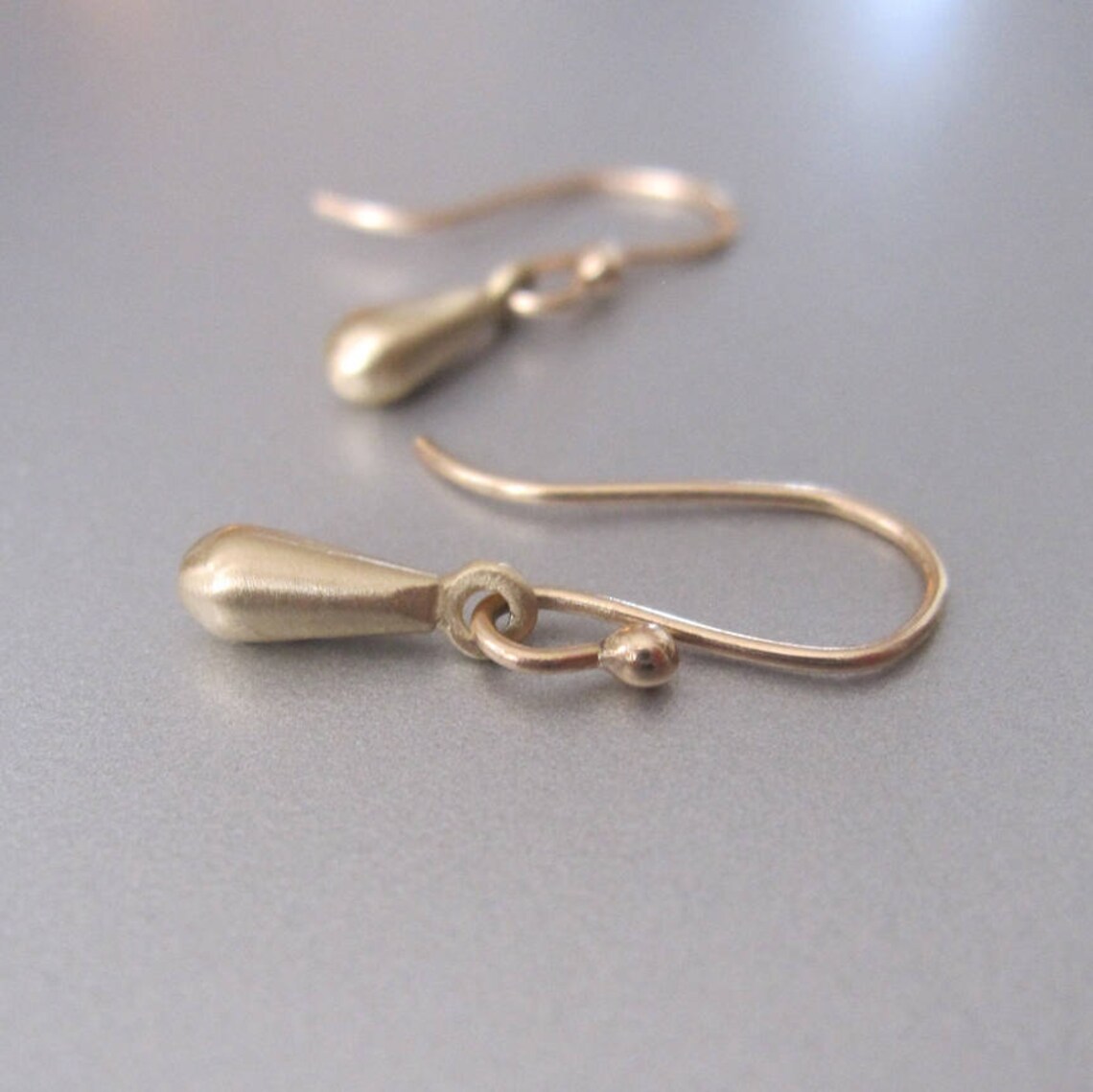 Solid Gold Drop Earrings 14k Gold Elongated Drop Earrings - Etsy