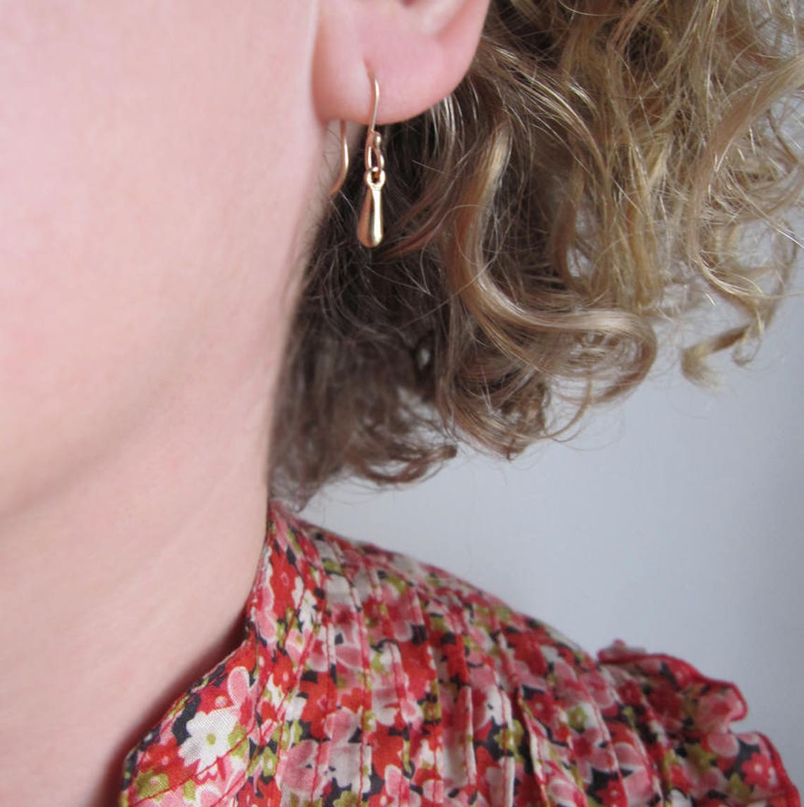 Solid Gold Drop Earrings 14k Gold Elongated Drop Earrings - Etsy