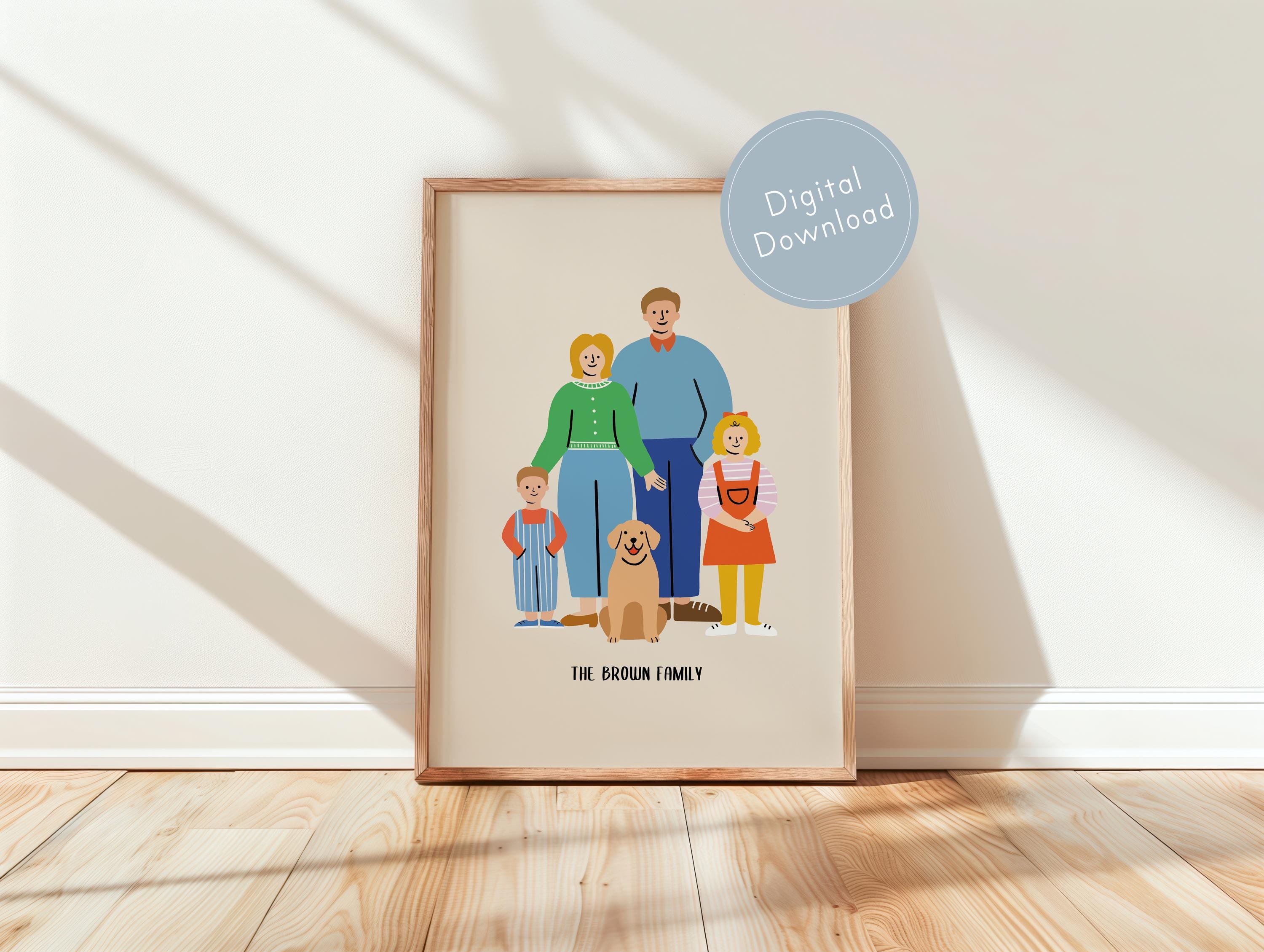 Digital Custom Minimal Family Portrait, Mother's Day Gift, Mom Gift ...