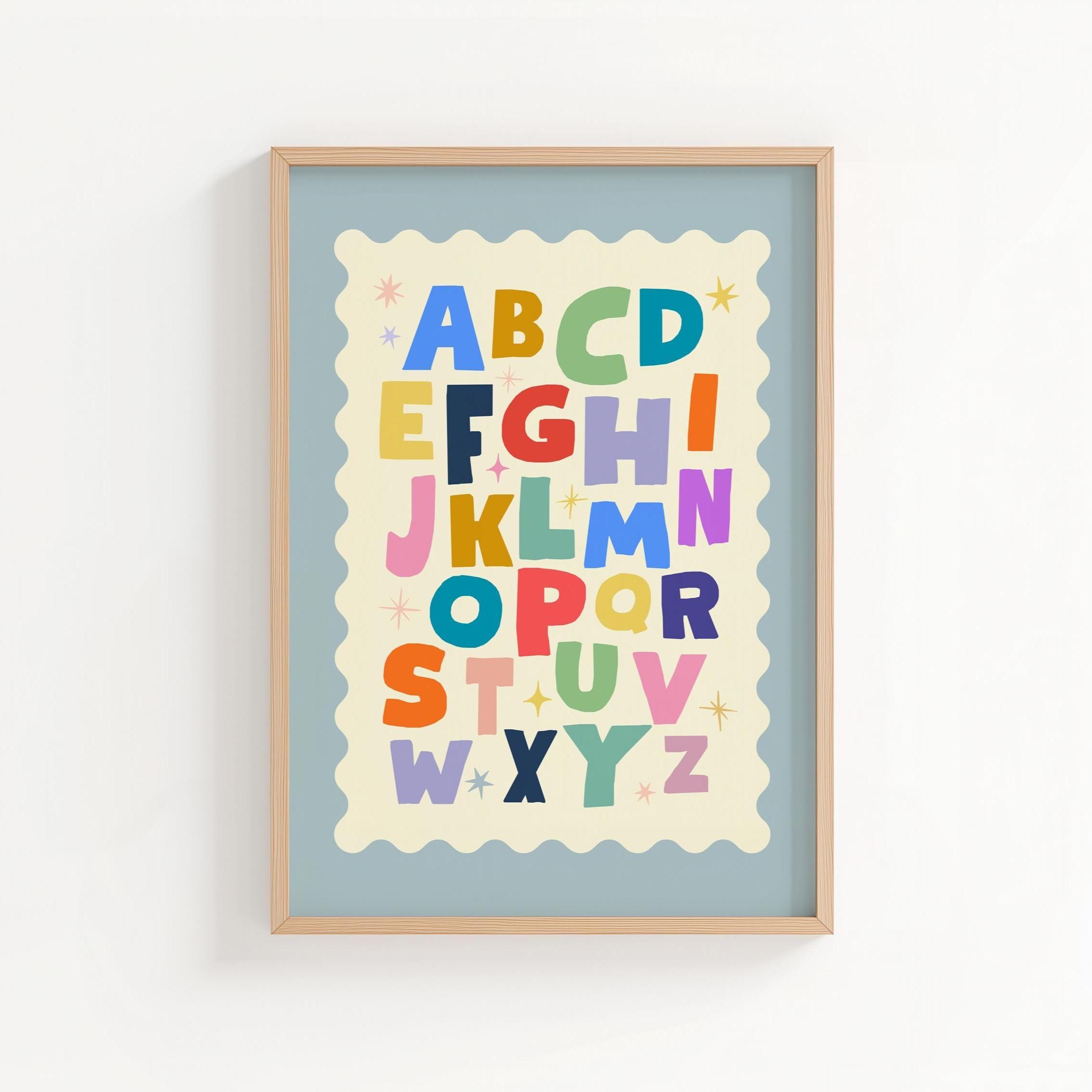 Alphabet, Numbers, Shapes & Colors Poster for Kids, Educational Wall ...
