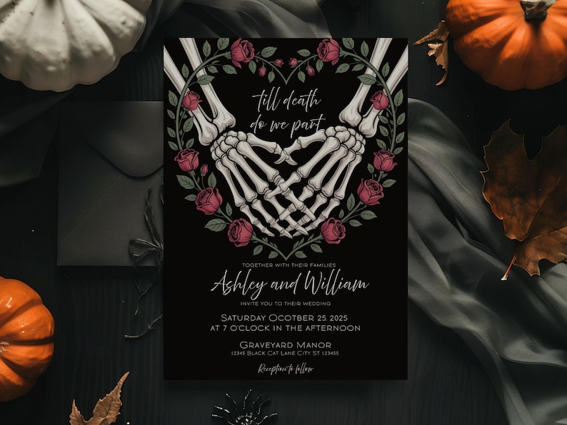 Editable Till Death Do Us Part | Spooky Bridal | Spooky Goth Invite ...