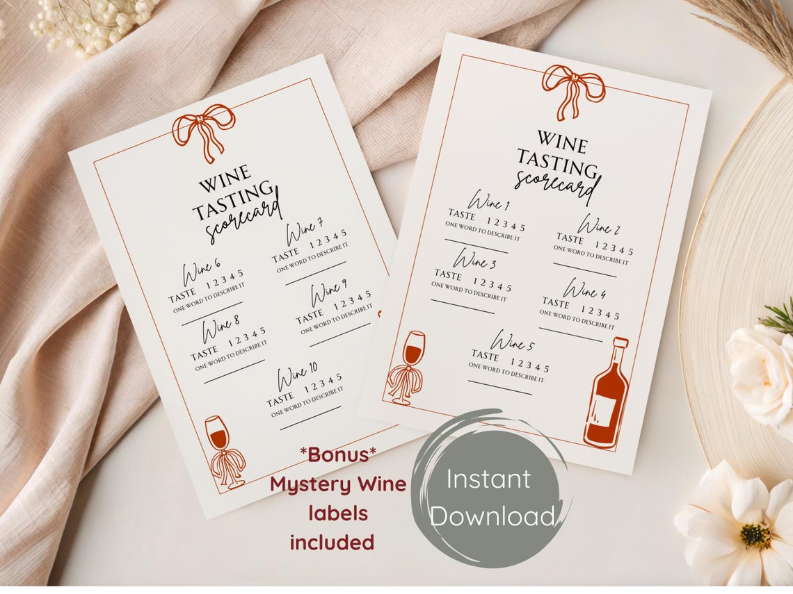 Blind Wine Tasting Game Score Card | Girls Night Out Game | Wine Party ...