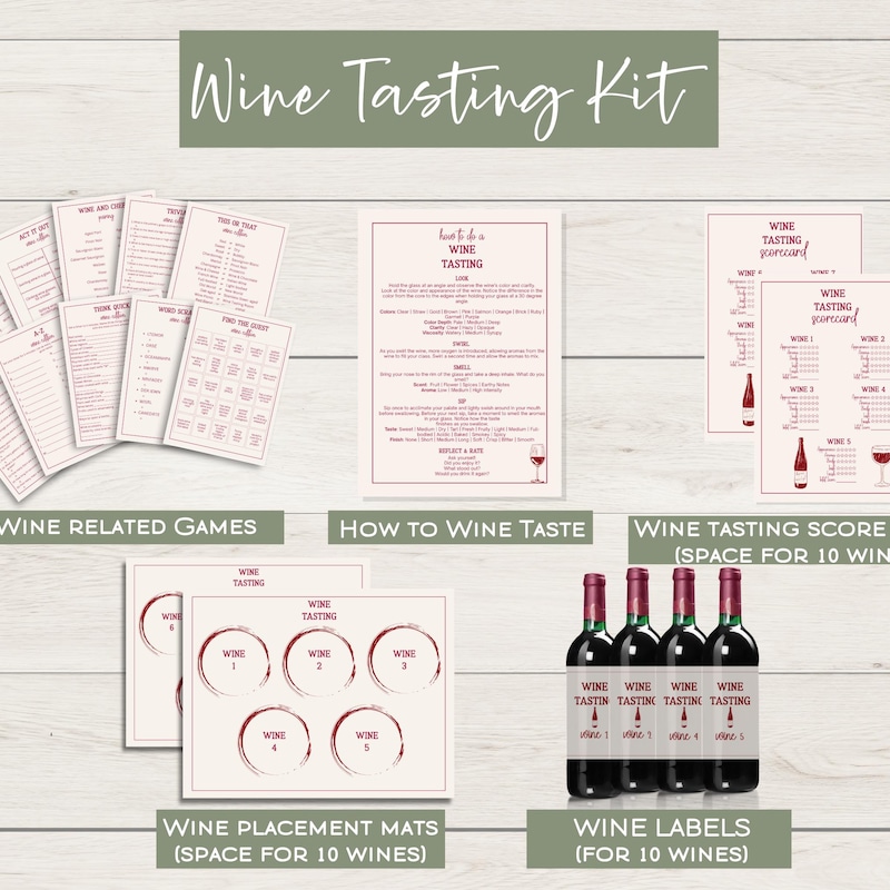 Wine Tasting Game Sheets - Etsy