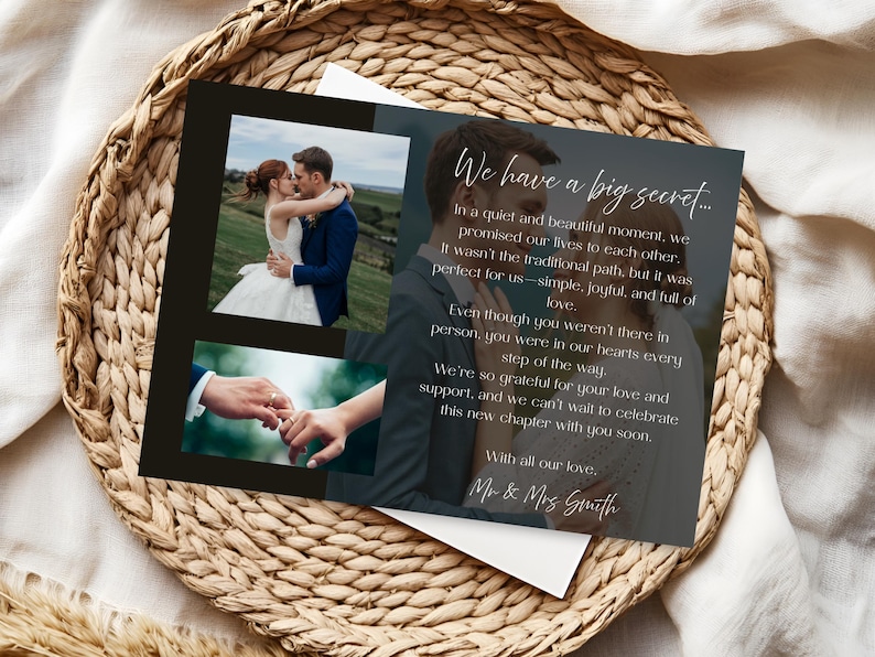 Editable Elopement Announcement | We Got Married | Minimalist Elopement ...