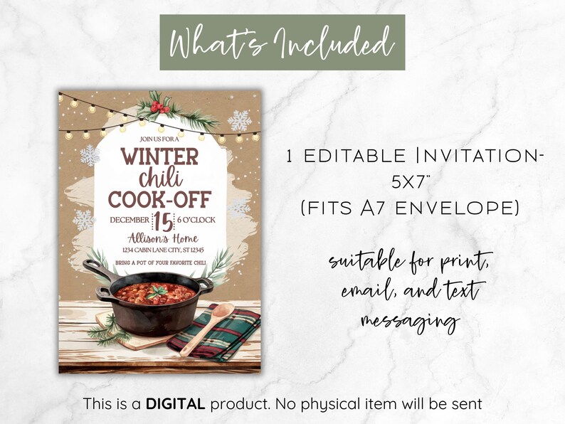 Editable Chili Cook off Party Invitation | Spirit Week Event | Cooking ...