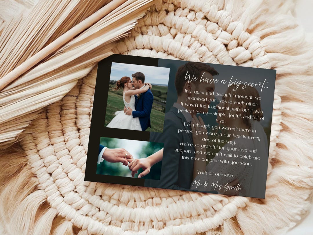 Editable Elopement Announcement | We Got Married | Minimalist Elopement ...