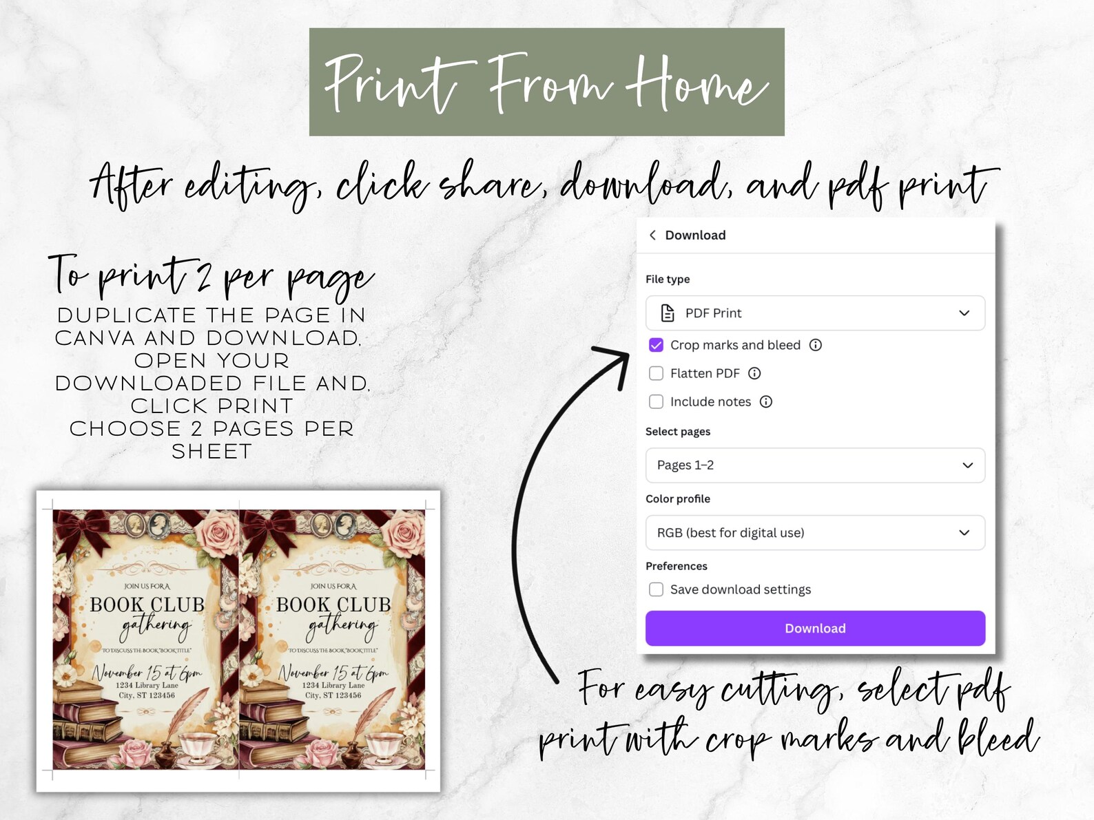 Editable Book Club Invitation | Cozy Girl Book Club | Library ...