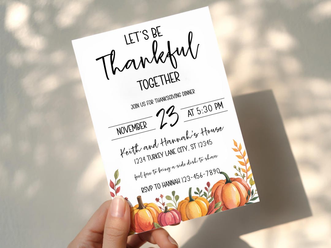 Editable Friendsgiving Invite | Thankful Invite | Thanksgiving Potluck ...