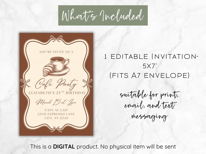 Editable Cafe Birthday Invitation | Hand Drawn Cozy Coffee Shop ...
