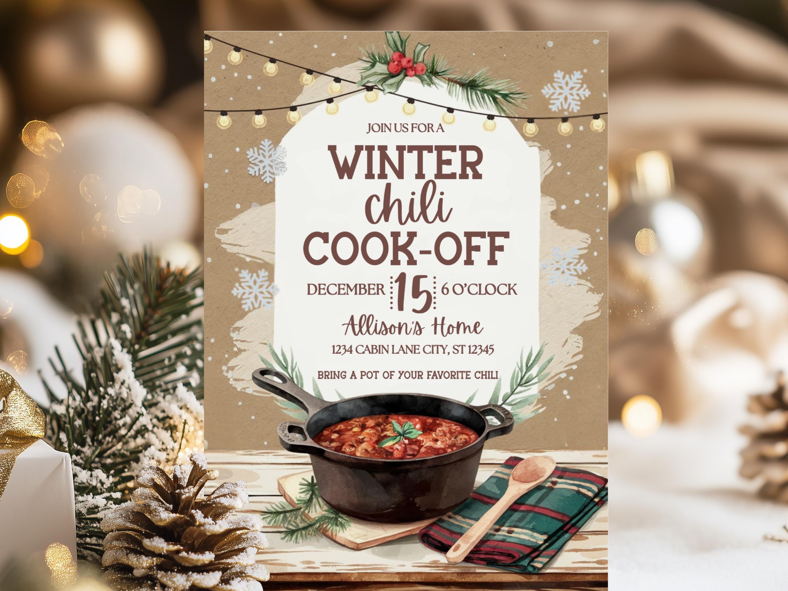 Editable Chili Cook off Party Invitation | Spirit Week Event | Cooking ...