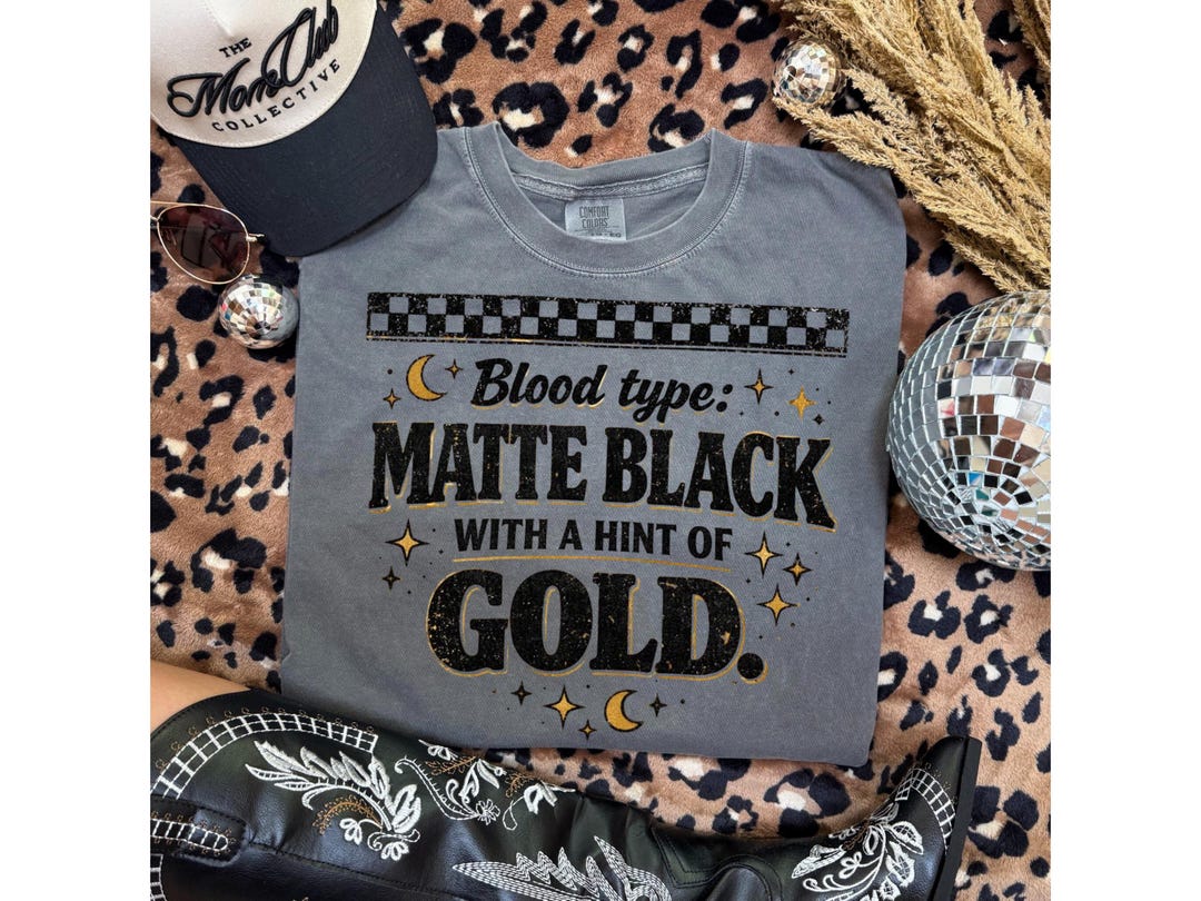 Blood Type: Matte Black Typography PNG | Funny Womens Png | 90s ...