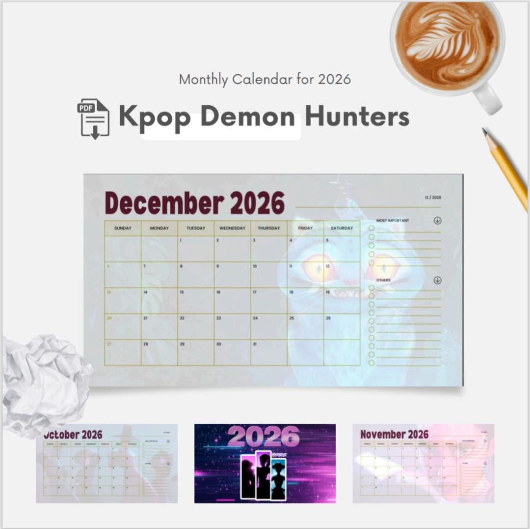 Kpop Demon Hunters Monthly Calendar 2026 Easy to Edit and Printable) - Etsy