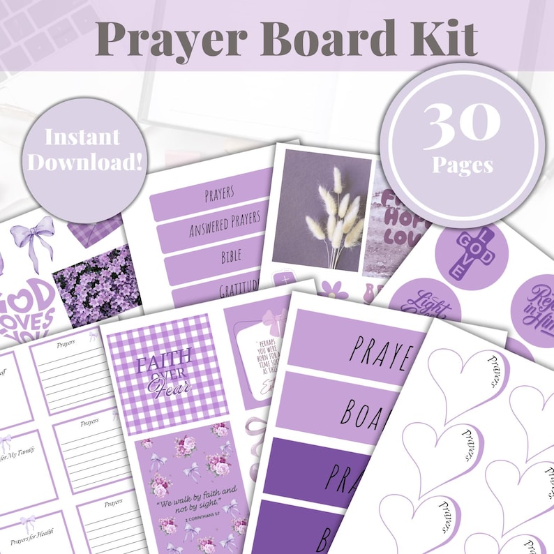 Printable Prayer Board, Prayer Board Kit, Prayer Board, Purple Prayer ...