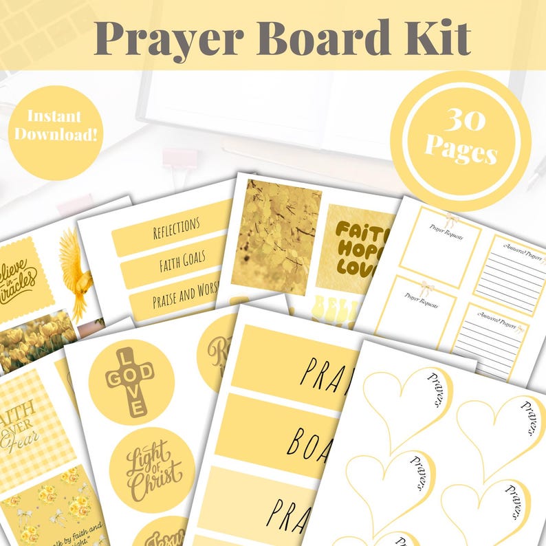 Printable Prayer Board Kit, Prayer Board Kit, Prayer Board, Yellow ...