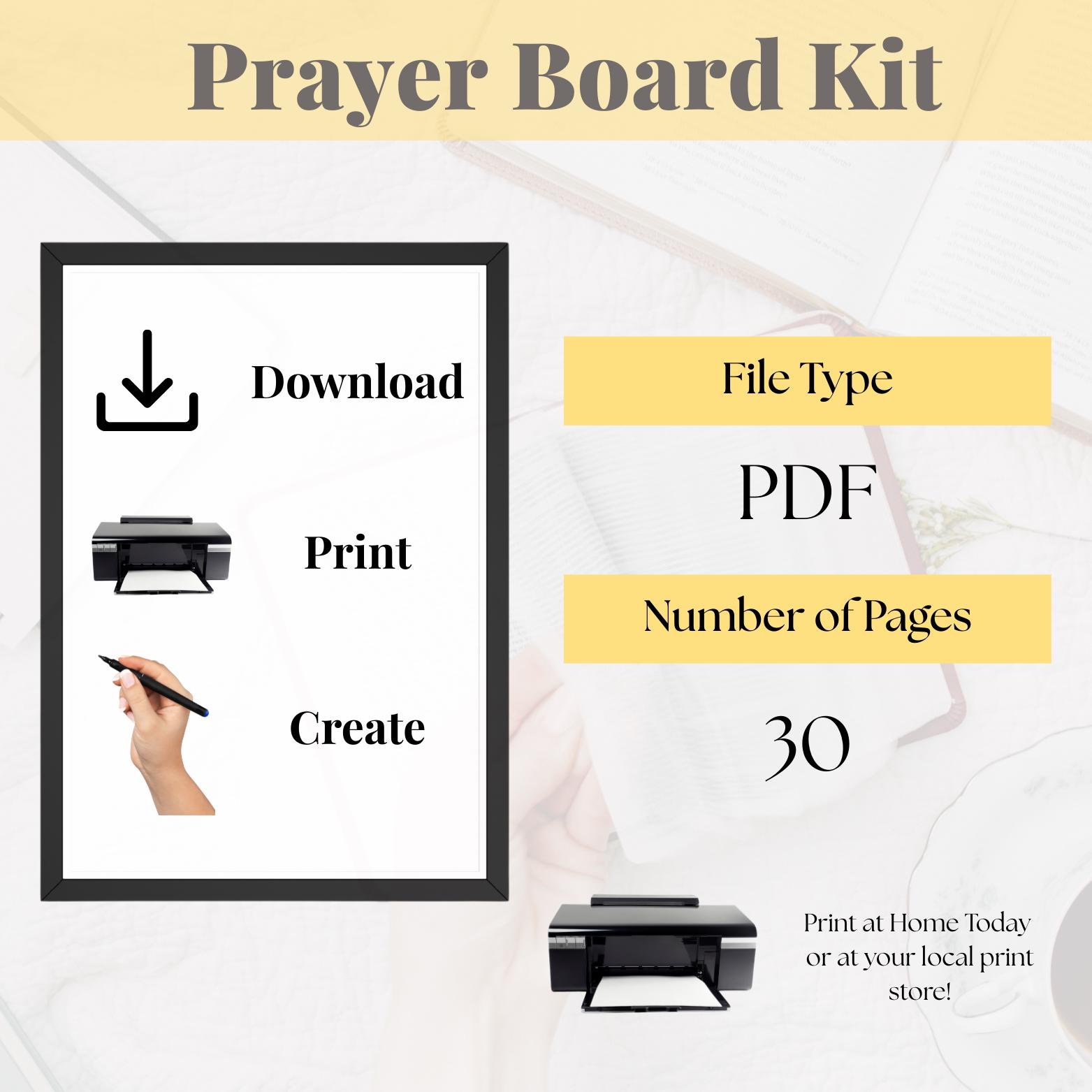 Printable Prayer Board Kit, Prayer Board Kit, Prayer Board, Yellow ...