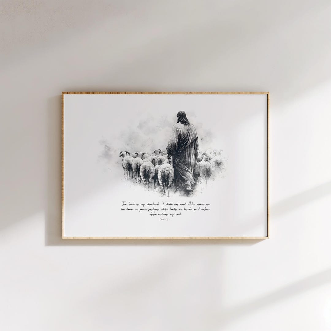 Faithful Shepherd, Christian Art, Christian Wall Art, Bible Verse Wall ...