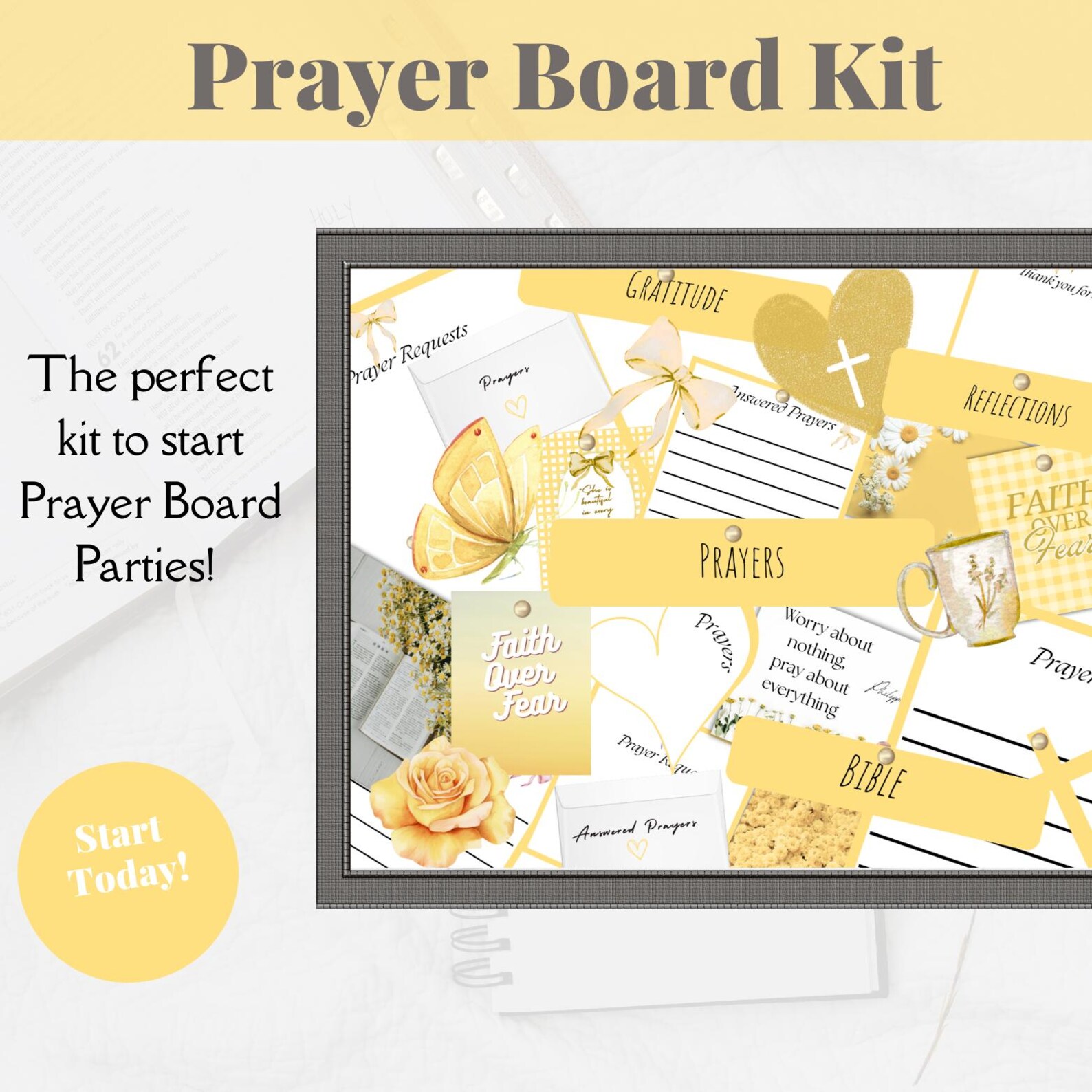 Printable Prayer Board Kit, Prayer Board Kit, Prayer Board, Yellow ...