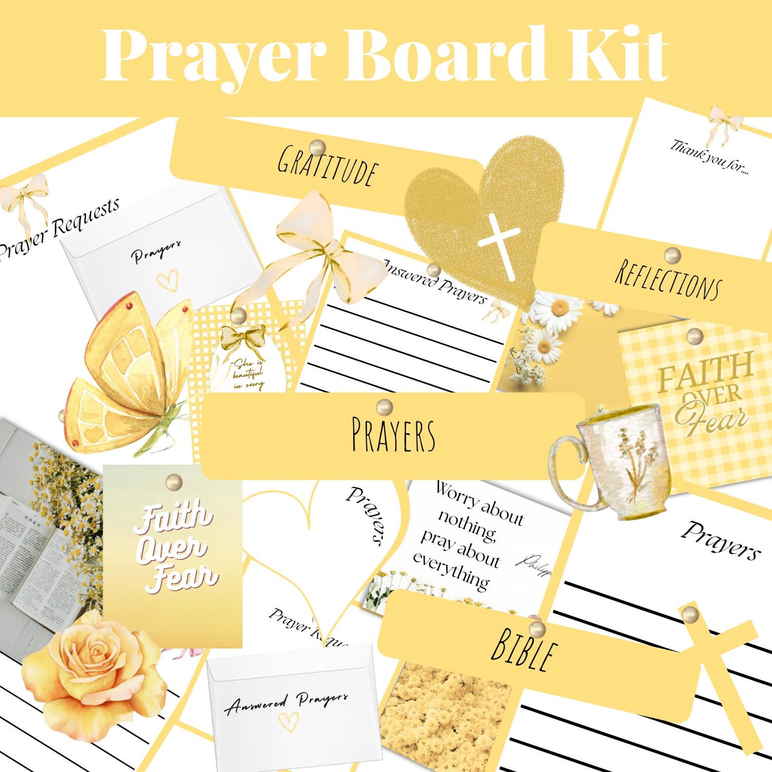 Printable Prayer Board Kit, Prayer Board Kit, Prayer Board, Yellow ...