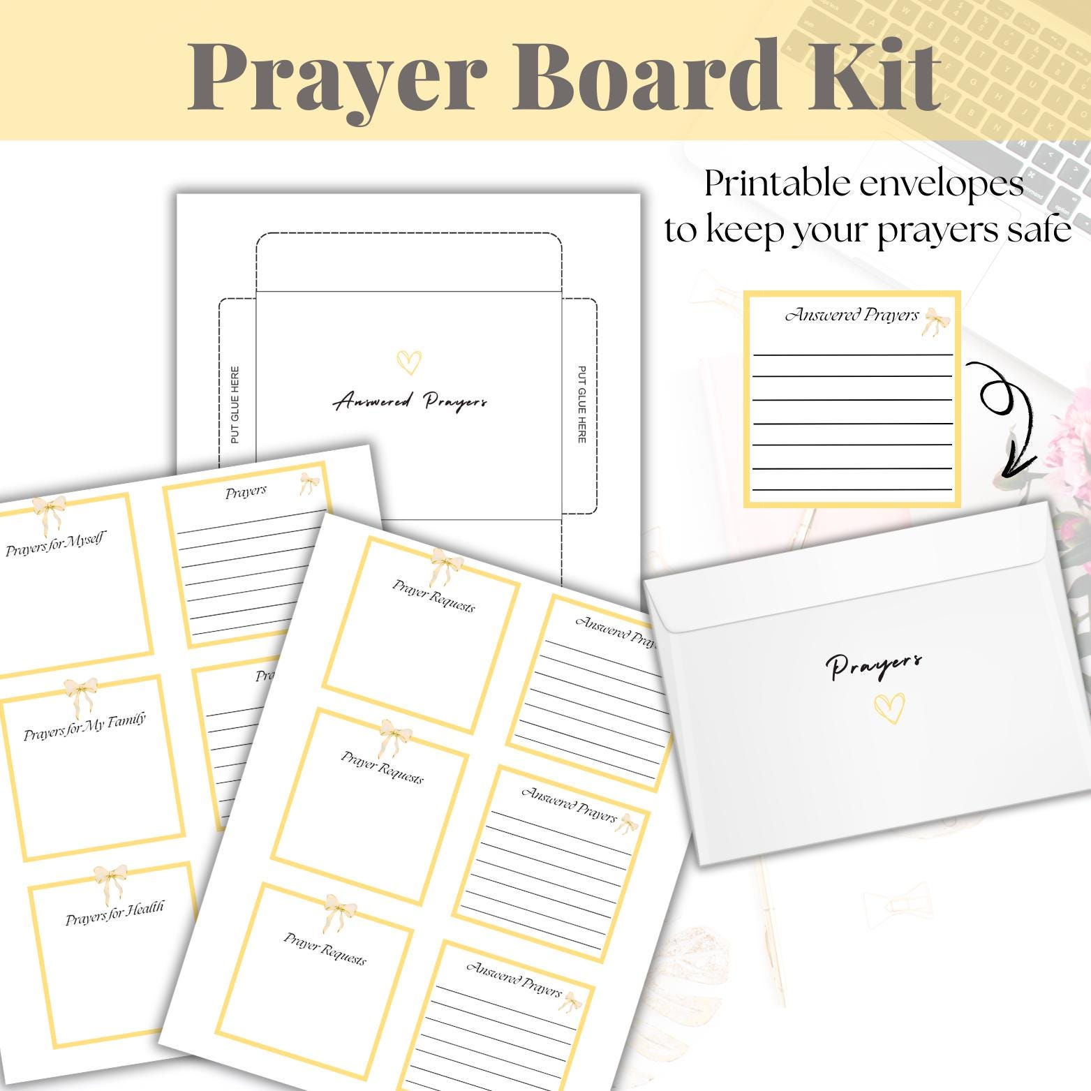 Printable Prayer Board Kit, Prayer Board Kit, Prayer Board, Yellow ...