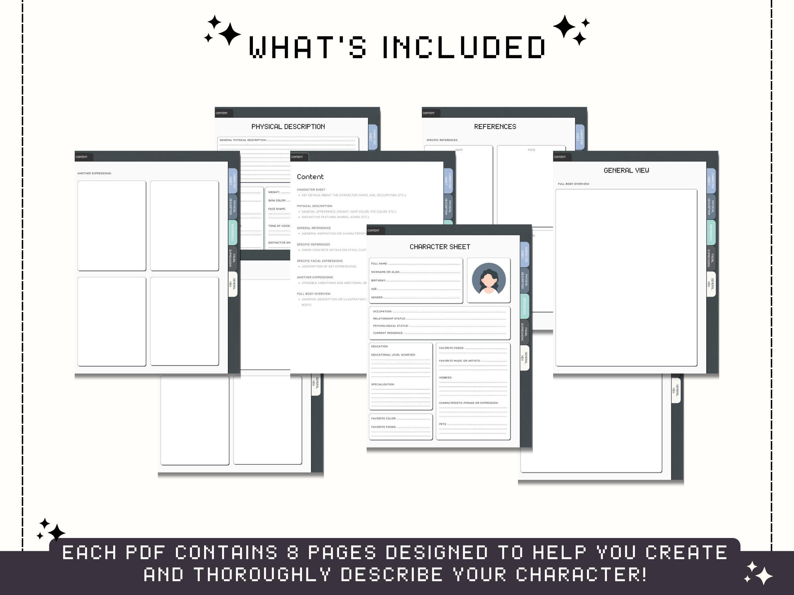 Character Sheet Printable, Digital and Editable. Fantasy, RPG, Dnd, and ...