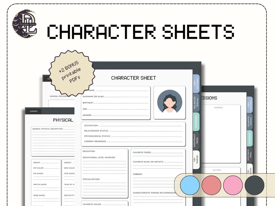 Character Sheet Printable, Digital and Editable. Fantasy, RPG, Dnd, and ...