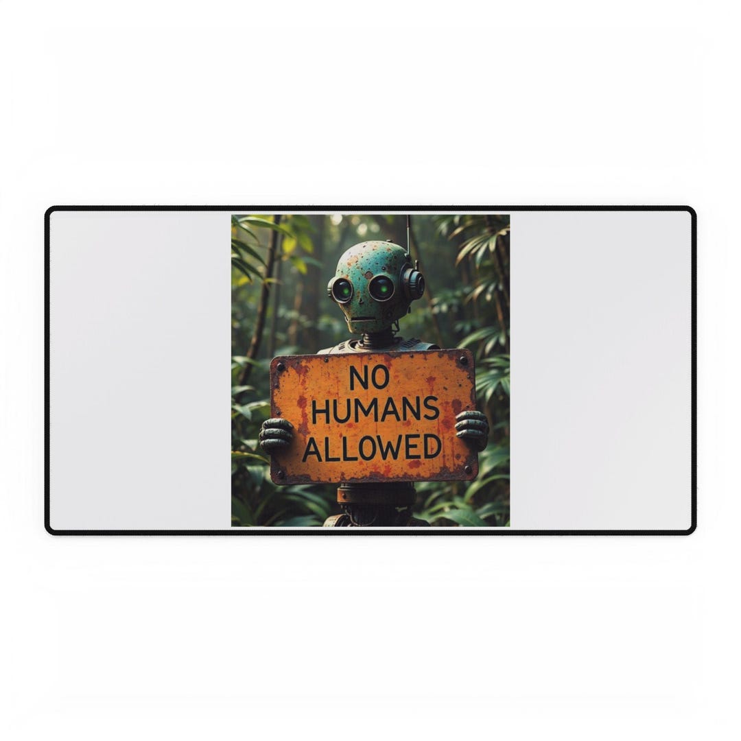 Whimsical Robot Desk Mat - Unique Office Decor, Home Workspace Gift ...