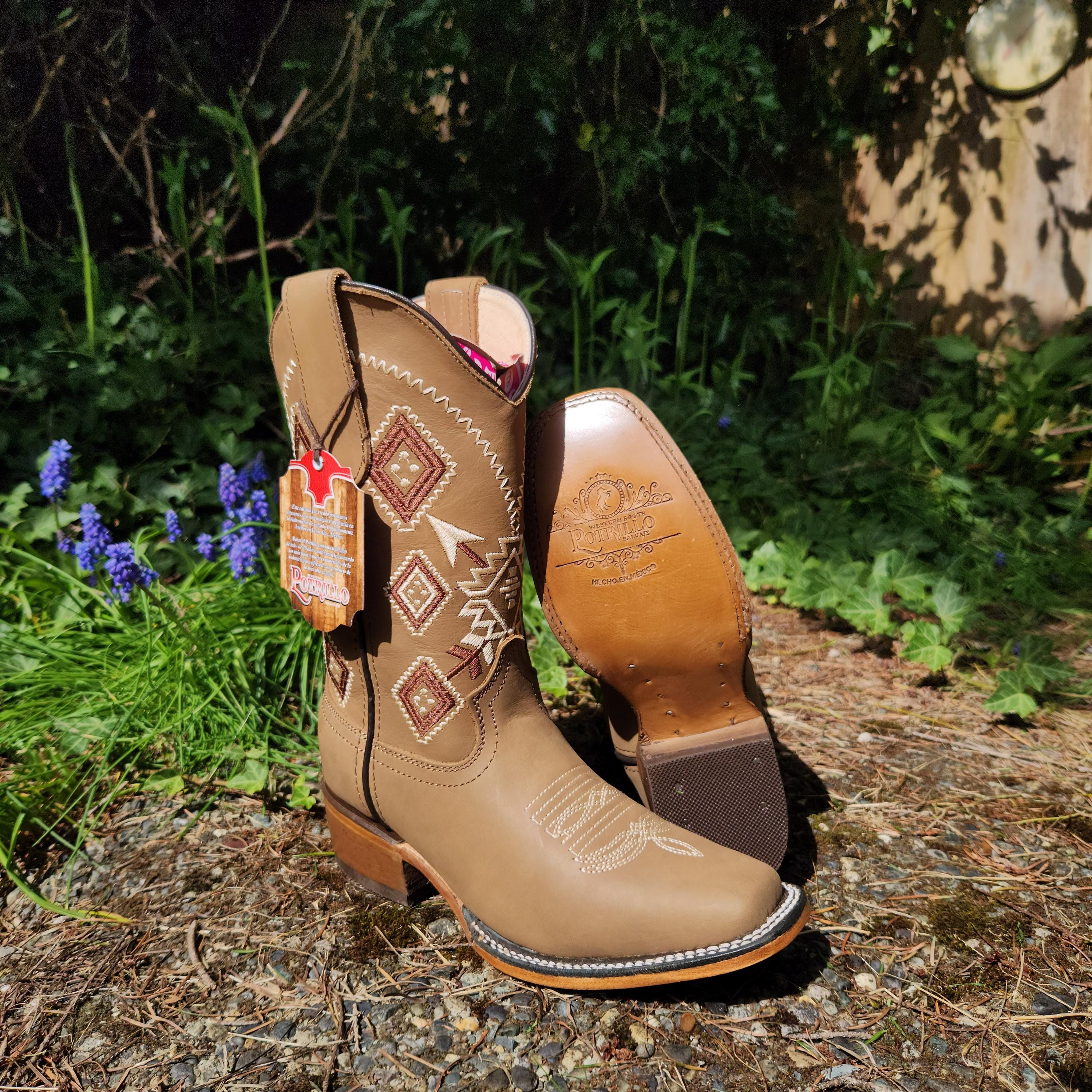 Women Brown Rodeo Cowgirl Square Toe Boots - Etsy