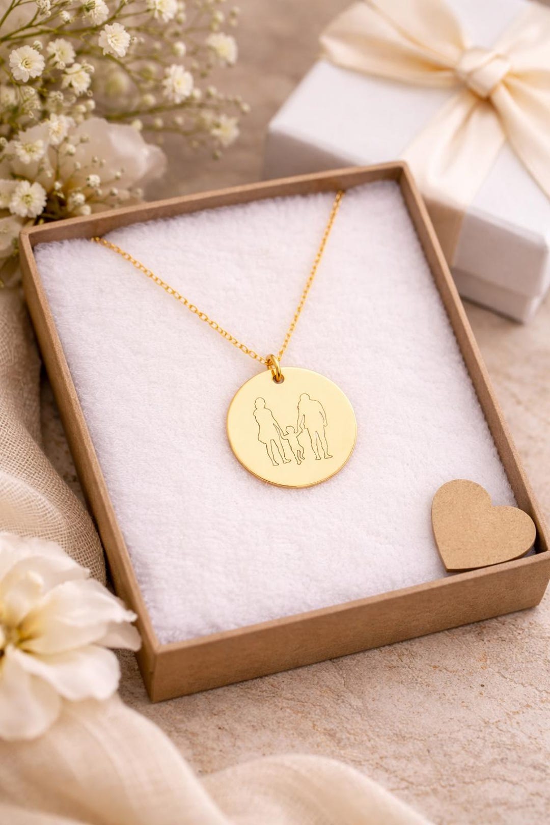 Family Necklace, Engraved Family Pendant Necklace, 925 Sterling Silver ...