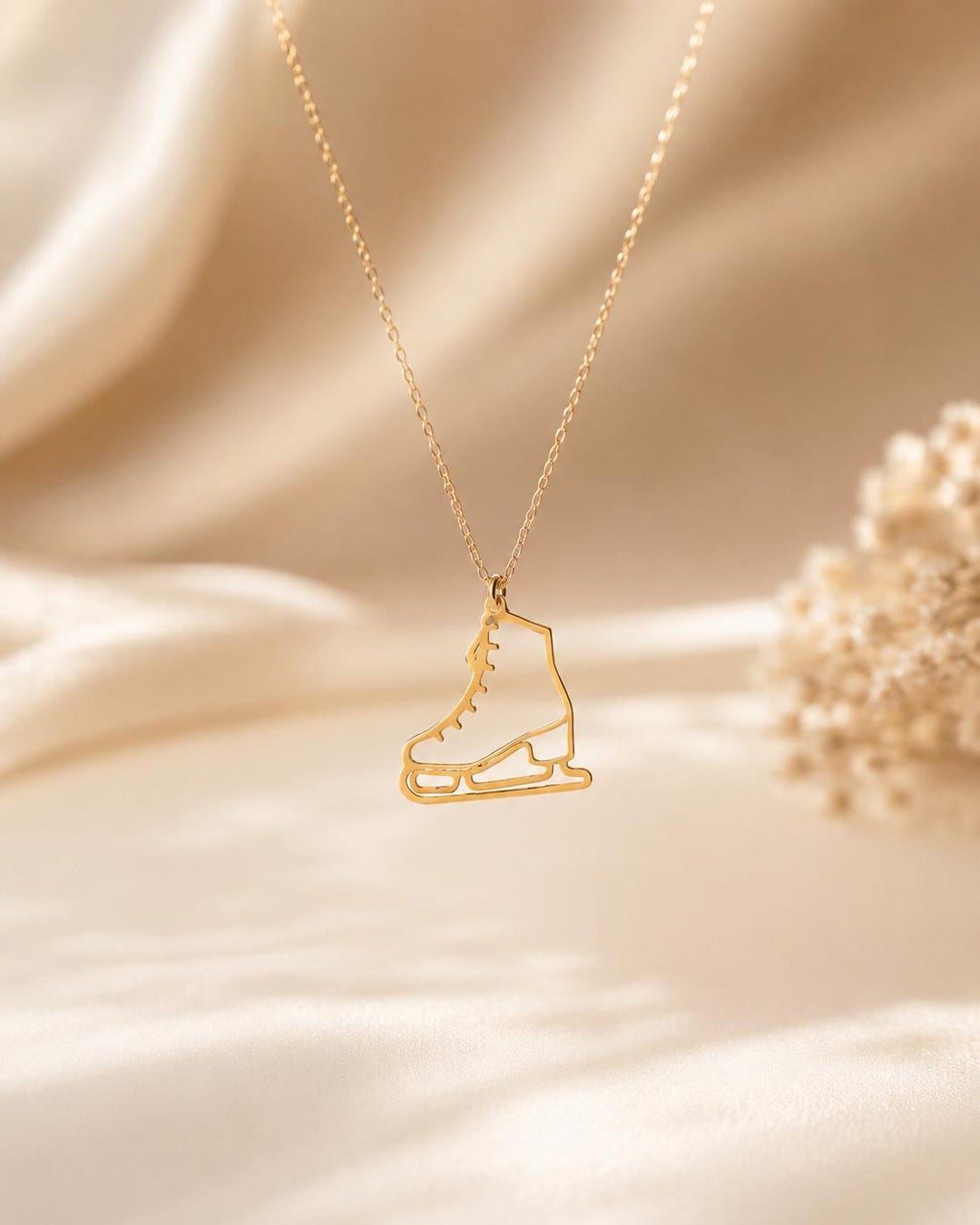 Ice Skate Necklace, Figure Skating Necklace, Gold Ice Skate Pendant ...