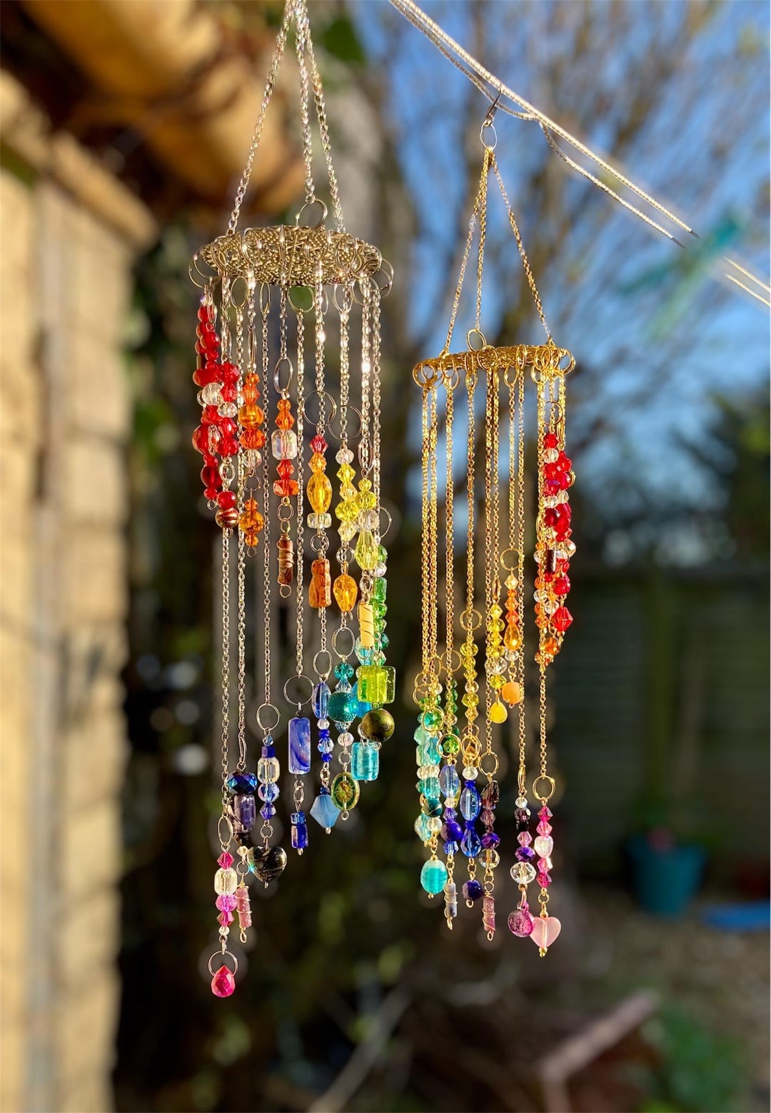 Rainbow Crystal Mobile Suncatcher: Silver or Gold Window Decor - Etsy