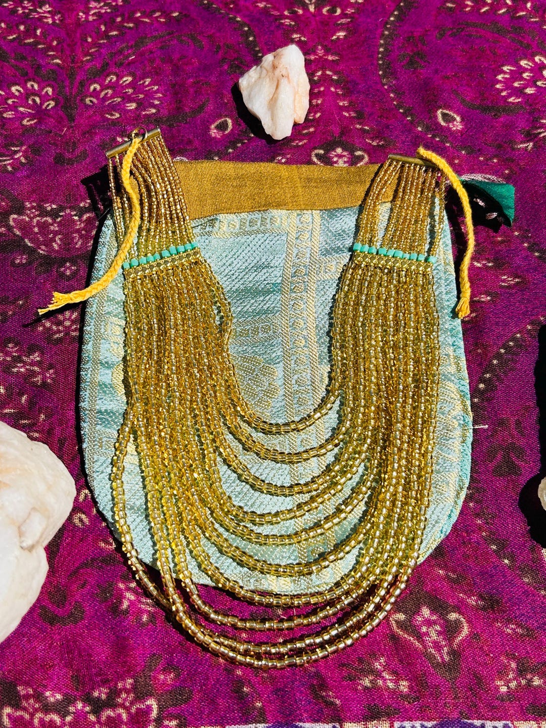 Traditional Golden Walka Beaded Necklace ‘tranquility’ | Ceremonial ...