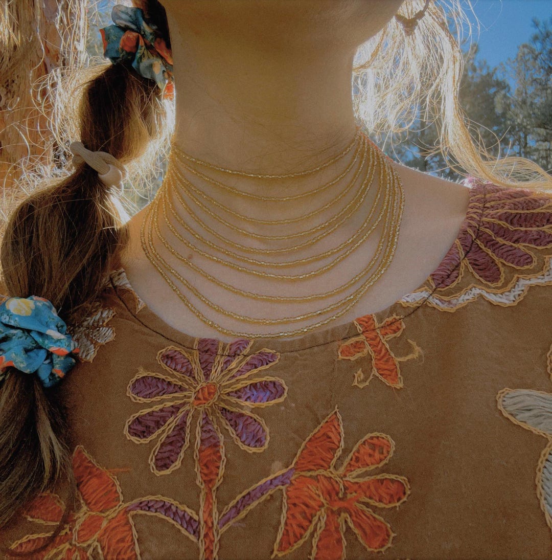 Traditional Golden Walka Beaded Necklace ‘abundance’ | Ceremonial ...