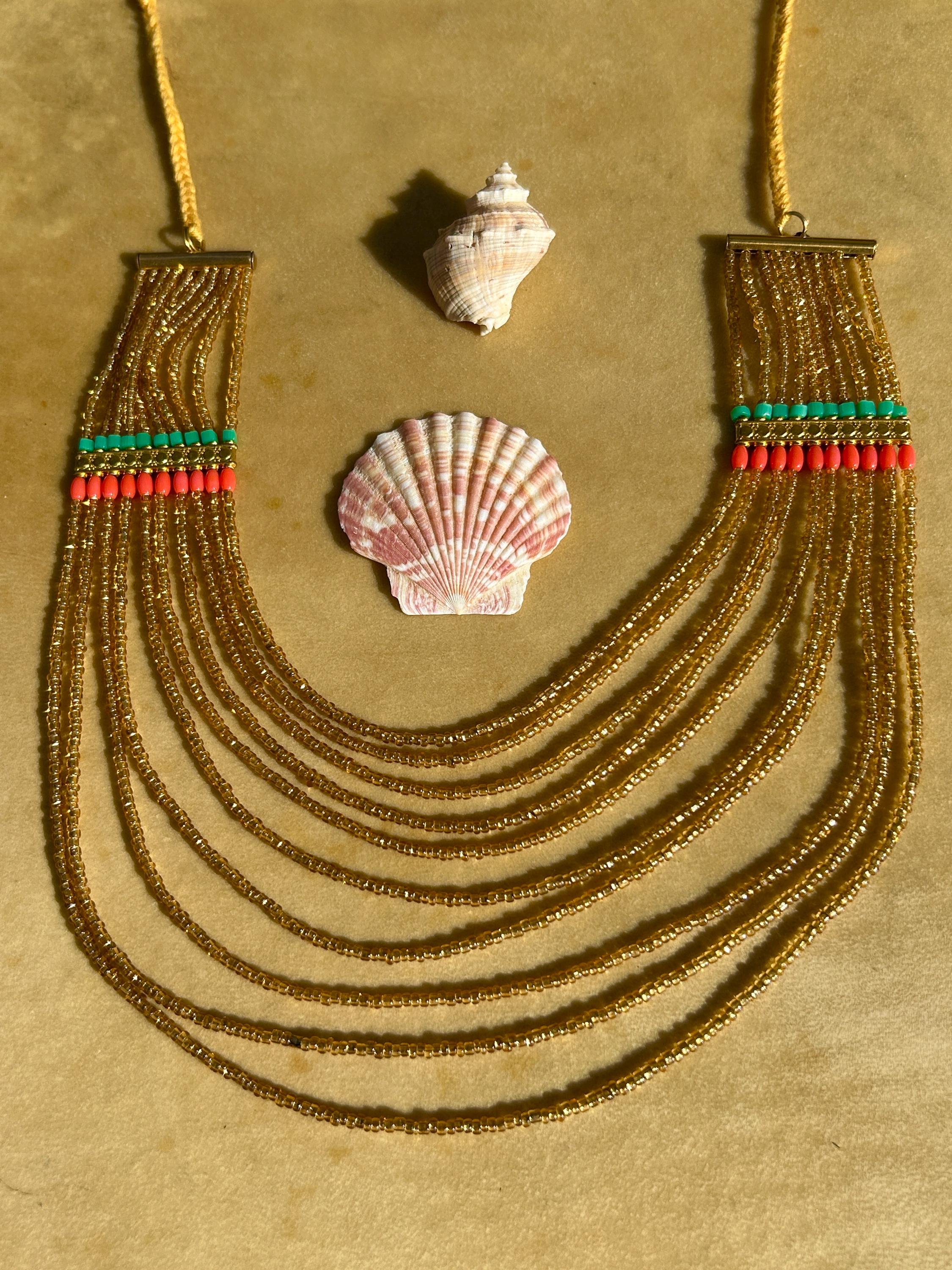 Traditional Golden Walka Beaded Necklace ‘yin and Yang’ | Ceremonial ...