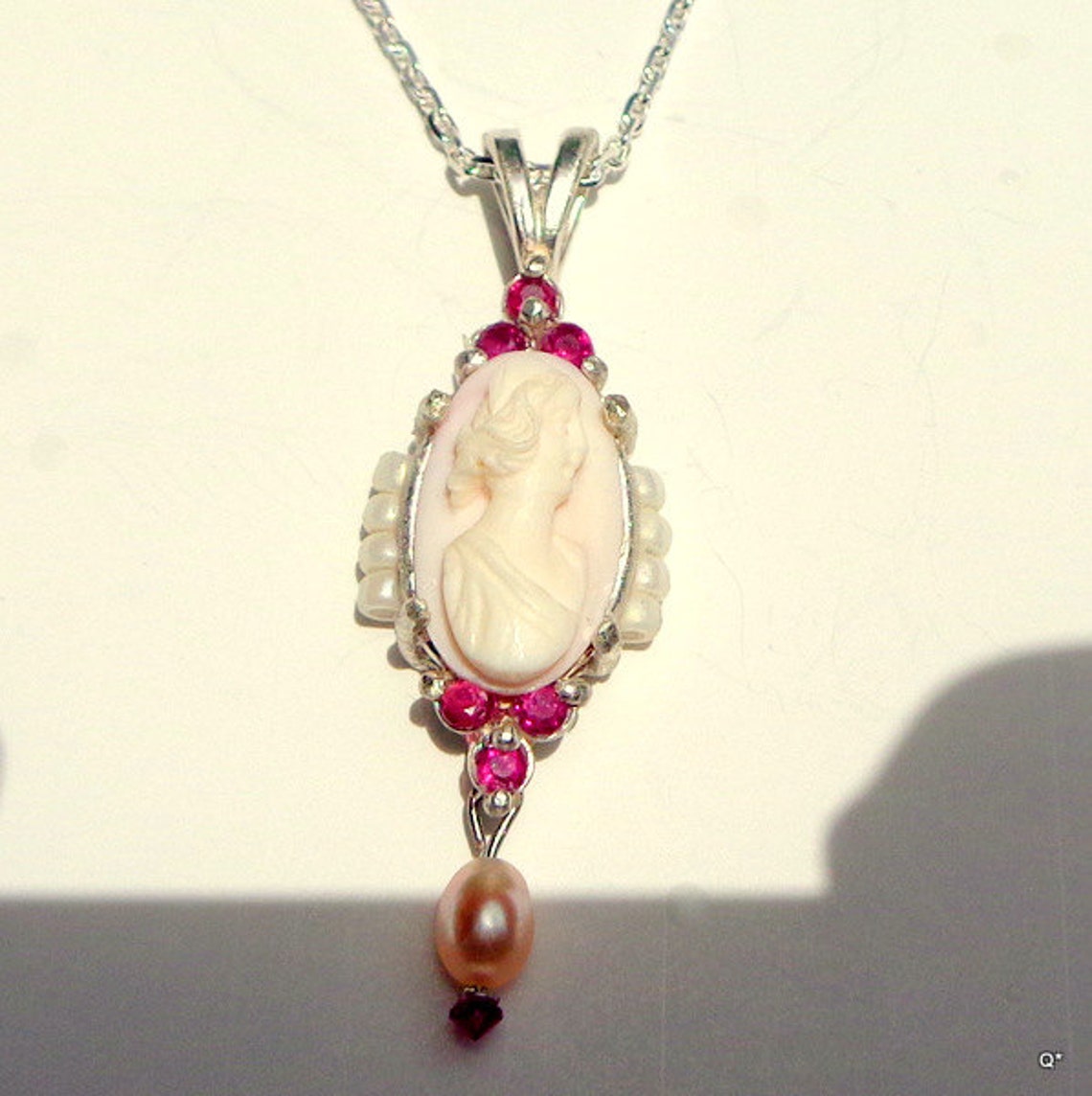 Hand Carved Conch Shell Cameo Sterling Silver Genuine Pink - Etsy