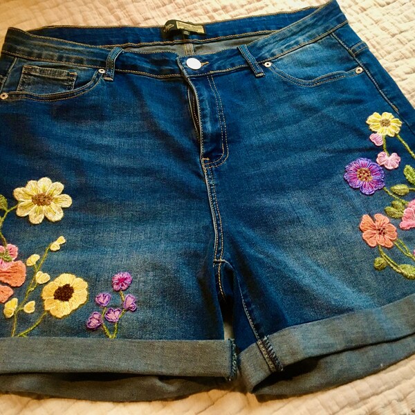 Embroidered Shorts - Etsy