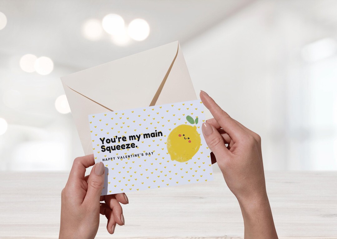 Youre My Main Squeeze Cute Printable Valentines Day Card Funny Lemon ...