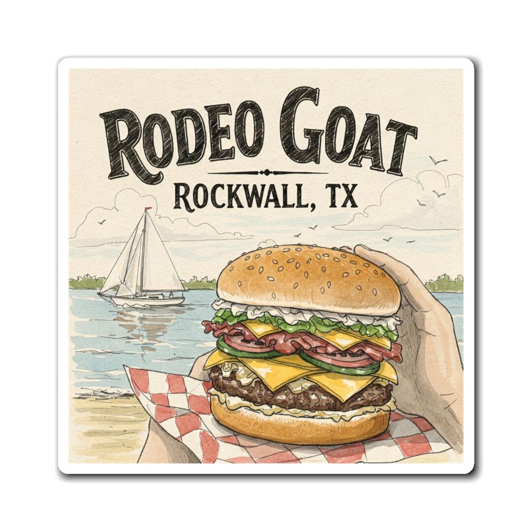 Rodeo Goat Burger Magnet - Fun Kitchen Decor, Rockwall TX Souvenir ...