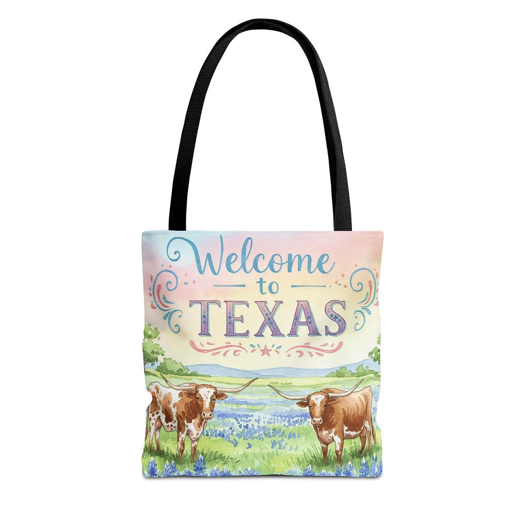 Welcome to Texas Tote Bag, Cow Print Bag, Texas Cow Tote, Rustic ...