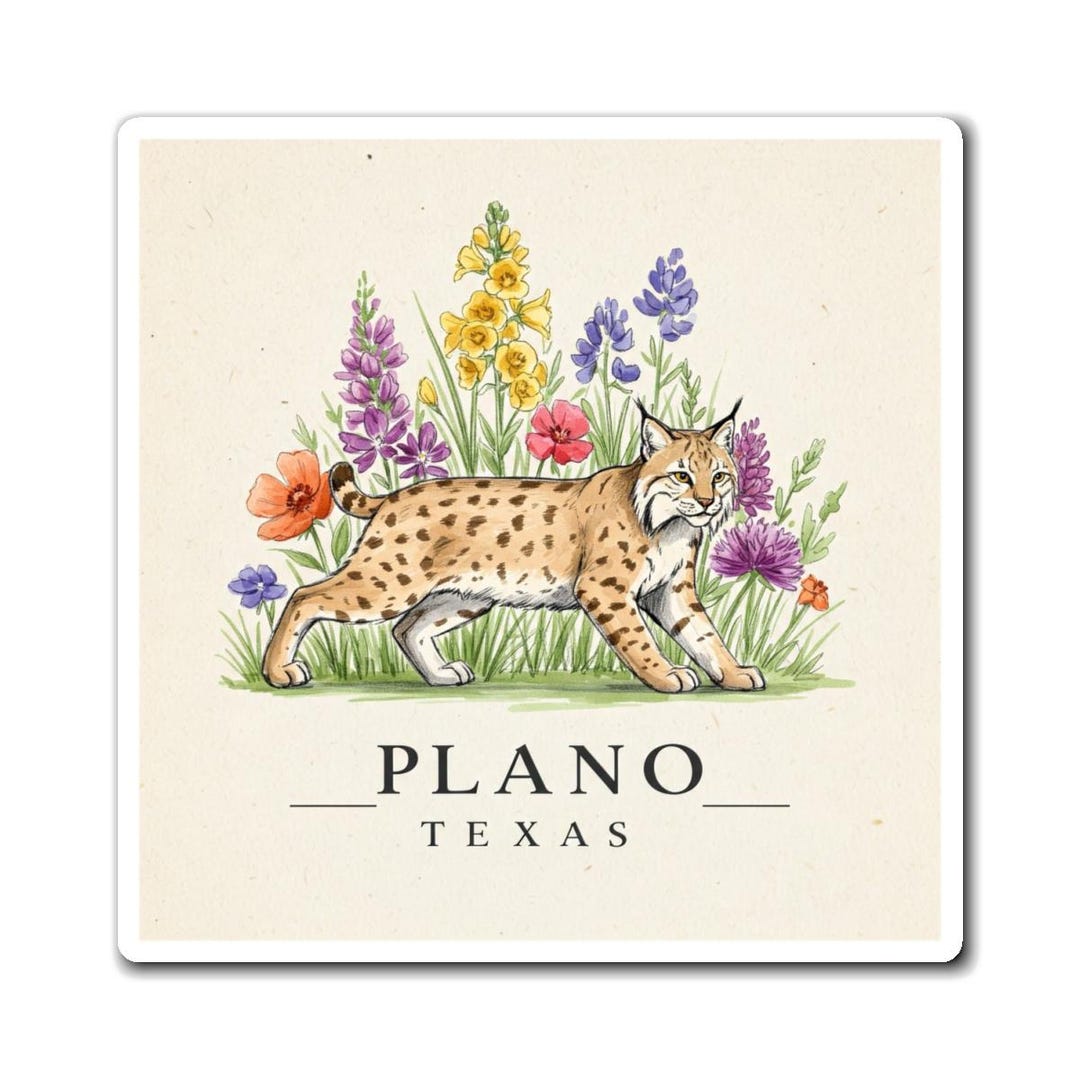 Plano Texas Lynx Magnet, Colorful Animal Decor, Cute Refrigerator ...